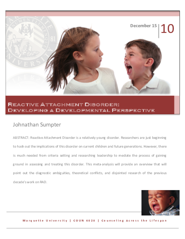 (PDF) RESEARCH EXCHANGE. Reactive Attachment Disorder: Developing a ...