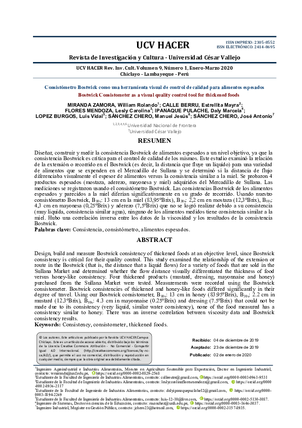 (PDF) Consistómetro Bostwick como una herramienta visual de control de ...