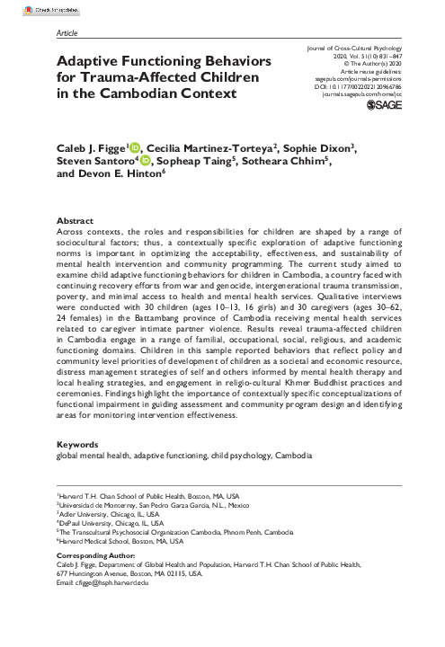 (PDF) Adaptive Functioning Behaviors for Trauma-Affected Children in ...
