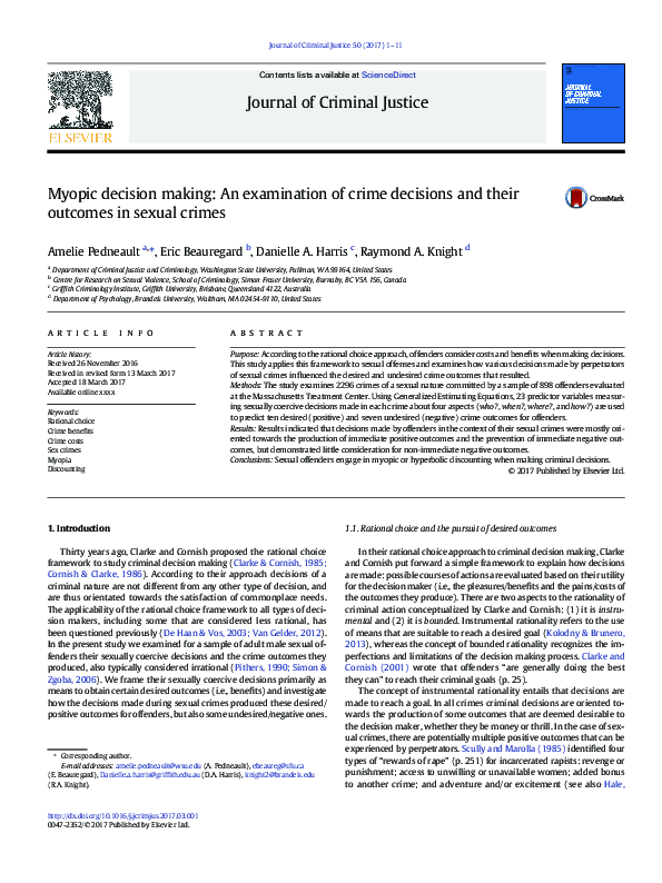(PDF) Myopic decision making: An examination of crime decisions and ...