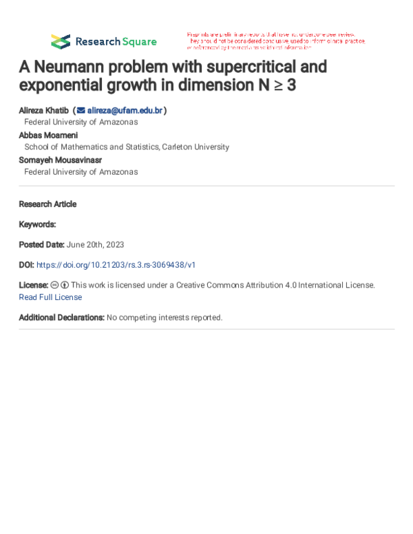 (PDF) A Neumann problem with supercritical and exponential growth in ...