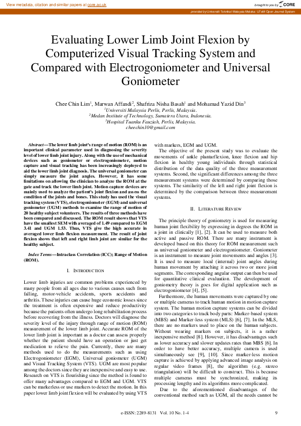 (PDF) Evaluating Lower Limb Joint Flexion by Computerized Visual ...