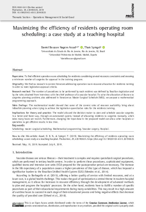 (PDF) Maximizing the efficiency of residents operating room scheduling: a case study at a ...