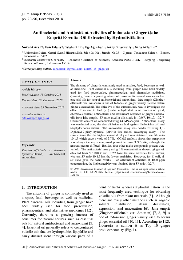 (PDF) Antibacterial and Antioxidant activities of Indonesian ginger ...