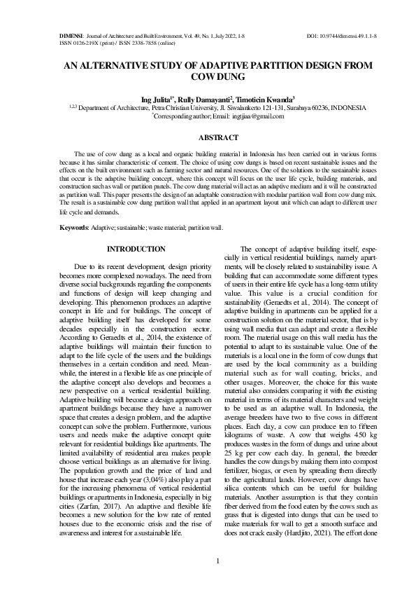 (PDF) An Alternative Study of Adaptive Partition Design from Cow Dung
