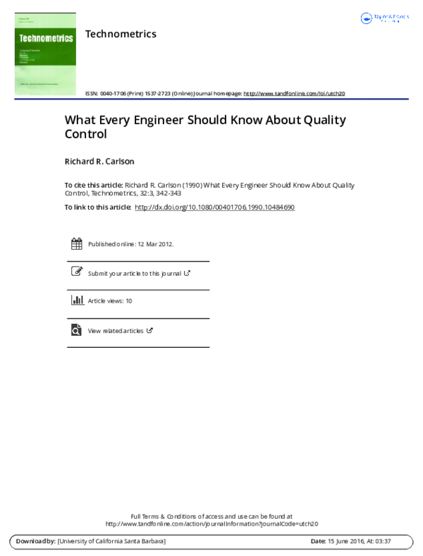 (PDF) What Every Engineer Should Know about Quality Control