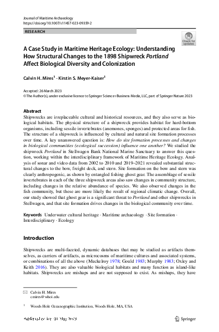 (PDF) A Case Study in Maritime Heritage Ecology: Understanding How ...