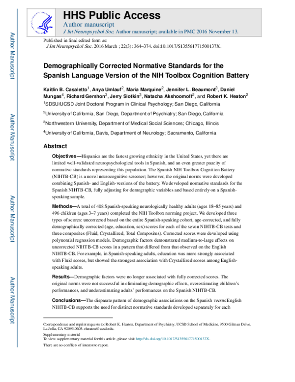 (PDF) Demographically Corrected Normative Standards for the Spanish ...