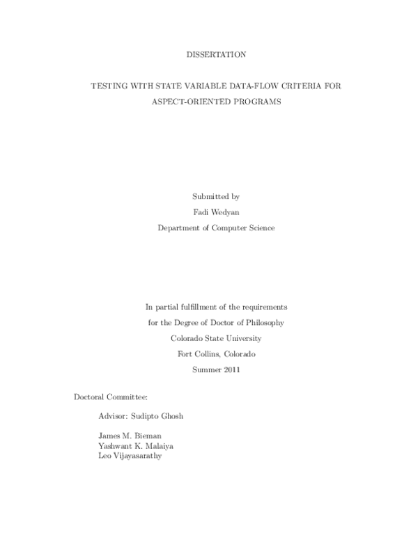 Pdf Testing With State Variable Data Flow Criteria For Aspect