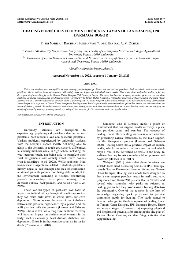 (PDF) Healing Forest Development Design in Taman Hutan Kampus, Ipb ...