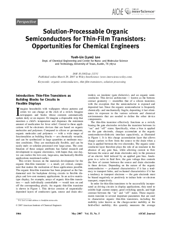 (PDF) Solution-Processable Organic Semiconductors in TFTs