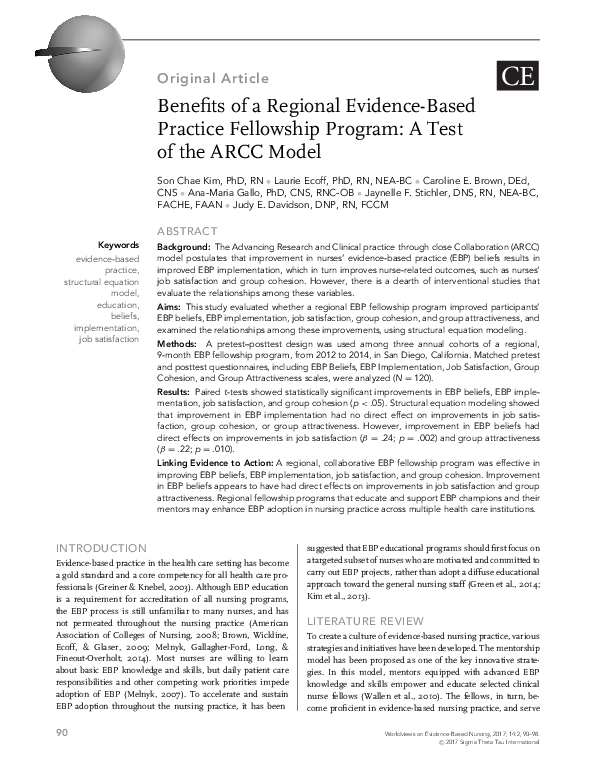 (PDF) Benefits of a Regional Evidence-Based Practice Fellowship Program ...