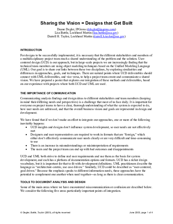 (PDF) Sharing the Vision = Designs that Get Built