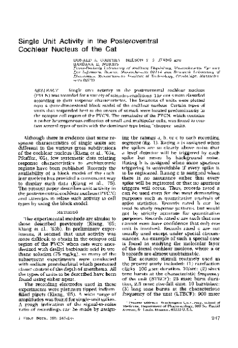(PDF) Single unit activity in the posteroventral cochlear nucleus of ...