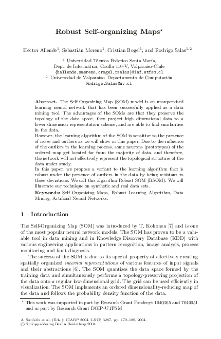 Pdf Robust Self Organizing Maps