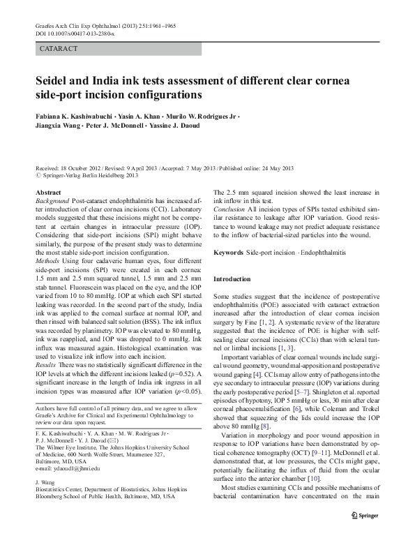 (PDF) Seidel and India ink tests assessment of different clear cornea ...