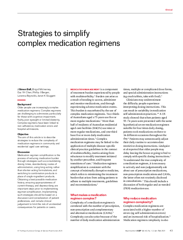 (PDF) Strategies to simplify complex medication regimens