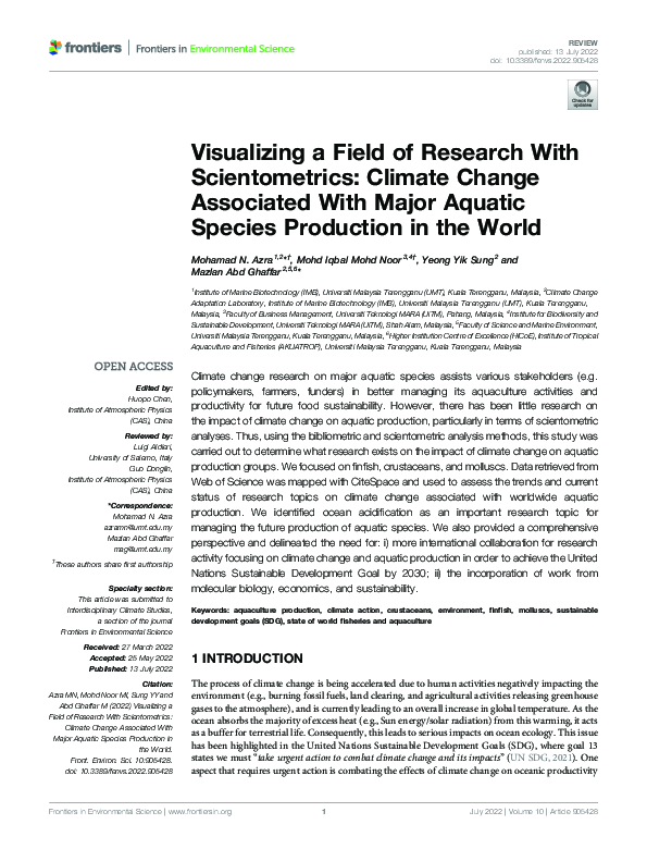 (PDF) Visualizing a Field of Research With Scientometrics: Climate ...