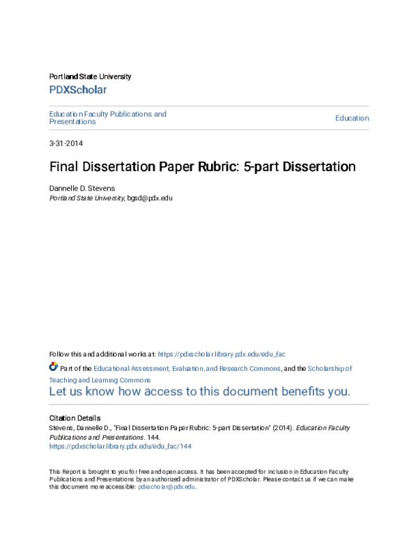 (PDF) Final Dissertation Paper Rubric: 5-part Dissertation