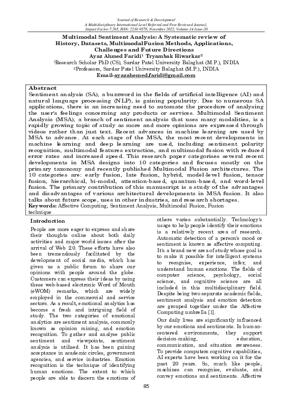 Pdf Multimodal Sentiment Analysis A Systematic Review Of History 4193