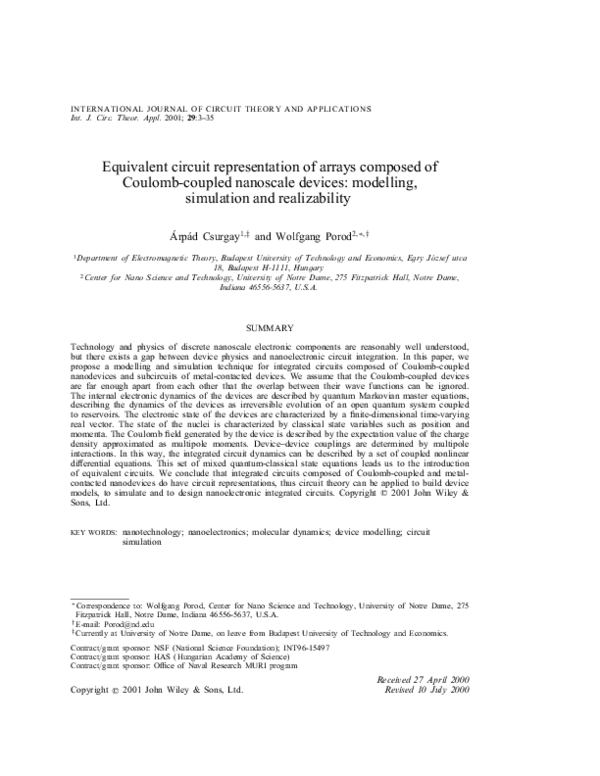 (PDF) Equivalent circuit representation of arrays composed of Coulomb ...