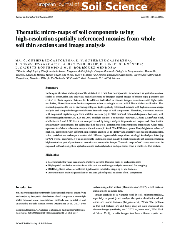 (PDF) Thematic micro‐maps of soil components using high‐resolution ...