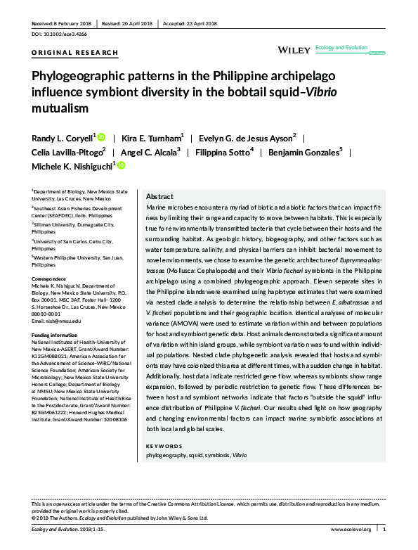 (PDF) Phylogeographic patterns in the Philippine archipelago influence ...