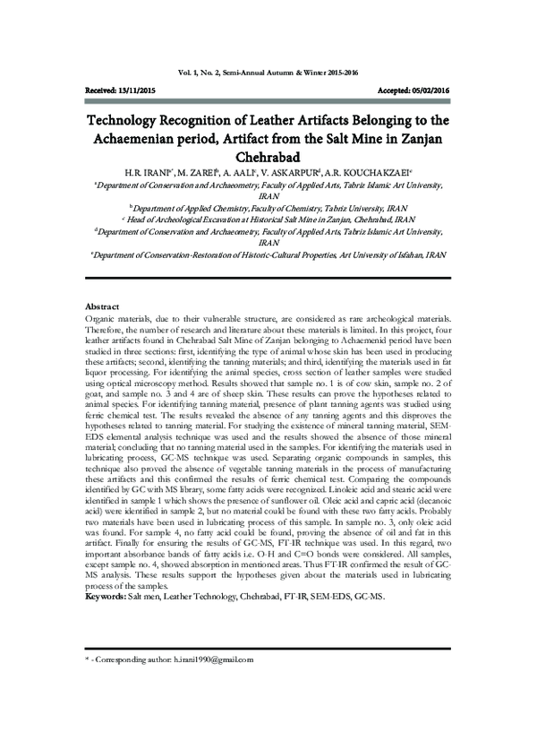 (PDF) Technology Recognition of Leather Artifacts Belonging to the ...