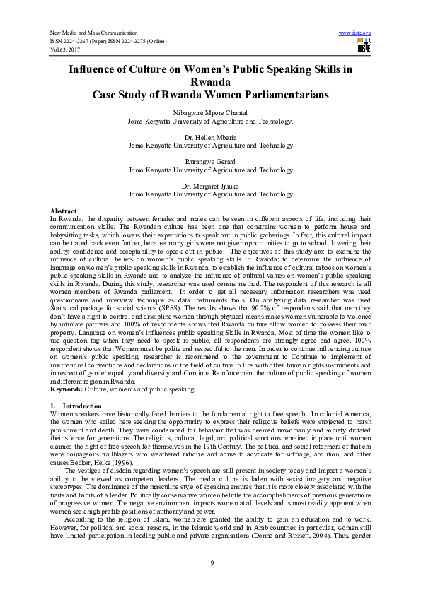 (PDF) Influence of Culture on Women’s Public Speaking Skills in Rwanda ...