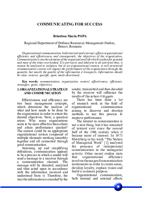 (PDF) Communicating for Success