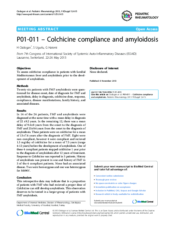 (PDF) P01-011 – Colchicine compliance and amyloidosis