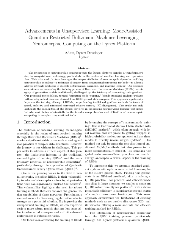 (PDF) Advancements in Unsupervised Learning: Mode-Assisted Quantum Restricted Boltzmann Machines ...