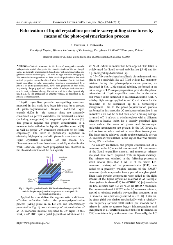 (PDF) Fabrication of the liquid crystalline periodic waveguiding structures by means of the ...