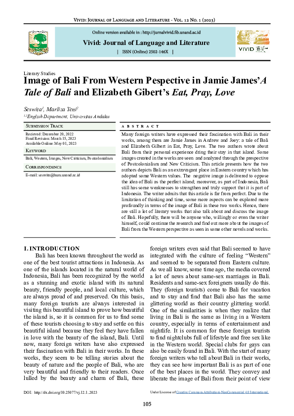 (PDF) Image of Bali from Western Perspective in Jamie James' A Tale of ...