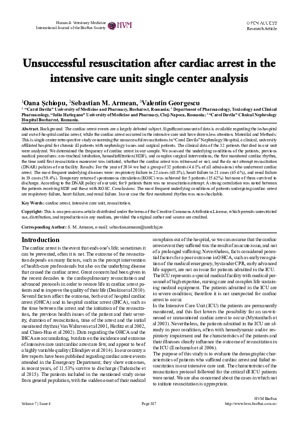 (PDF) Unsuccessful resuscitation after cardiac arrest in the intensive ...