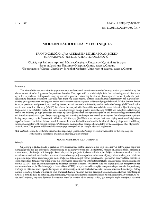 (PDF) Modern radiotherapy techniques
