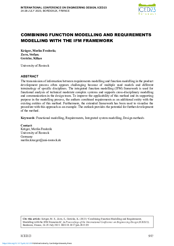 (PDF) Combining Function Modelling and Requirements Modelling with the Ifm Framework
