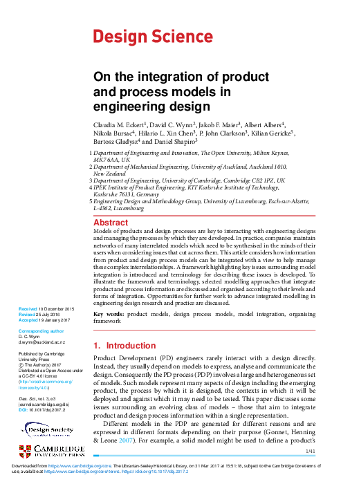 (PDF) On the integration of product and process models in engineering ...