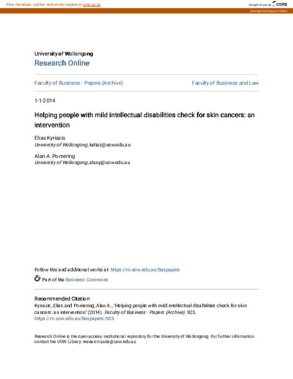 (PDF) Helping people with mild intellectual disabilities check for skin ...