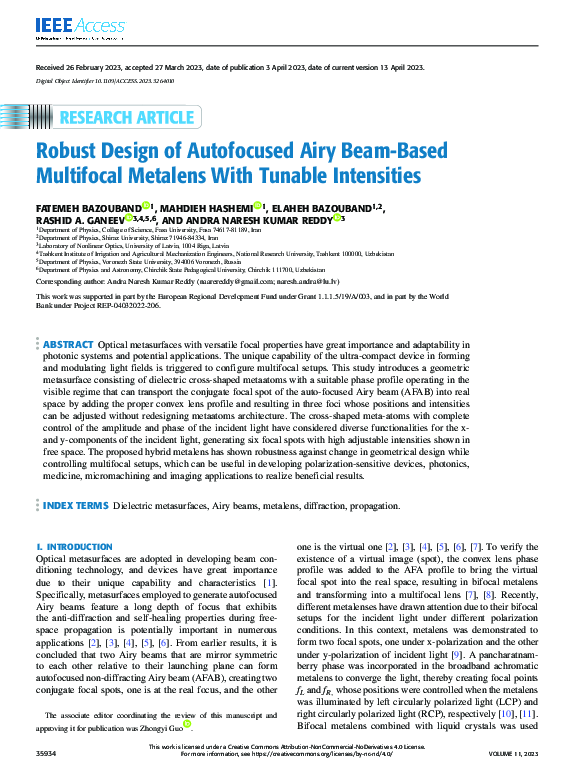 (PDF) Robust Design of Autofocused Airy Beam-Based Multifocal Metalens With Tunable Intensities