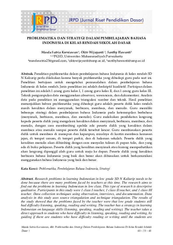 (PDF) Problematika Dan Strategi Dalam Pembelajaran Bahasa Indonesia DI ...