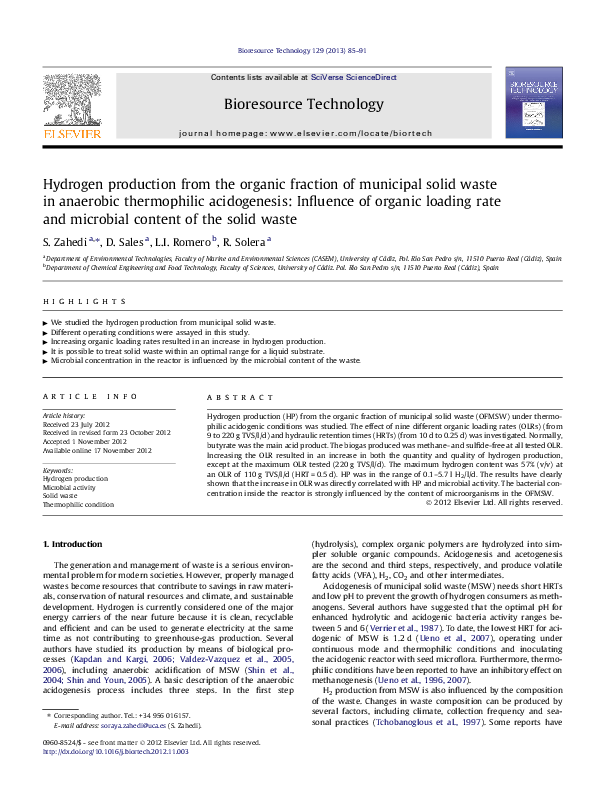 (PDF) Hydrogen production from the organic fraction of municipal solid waste in anaerobic ...