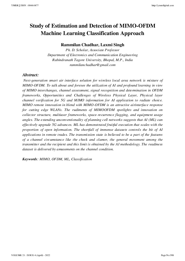 (PDF) MIMO-OFDM and Machine Learning for 5G Wireless Networks