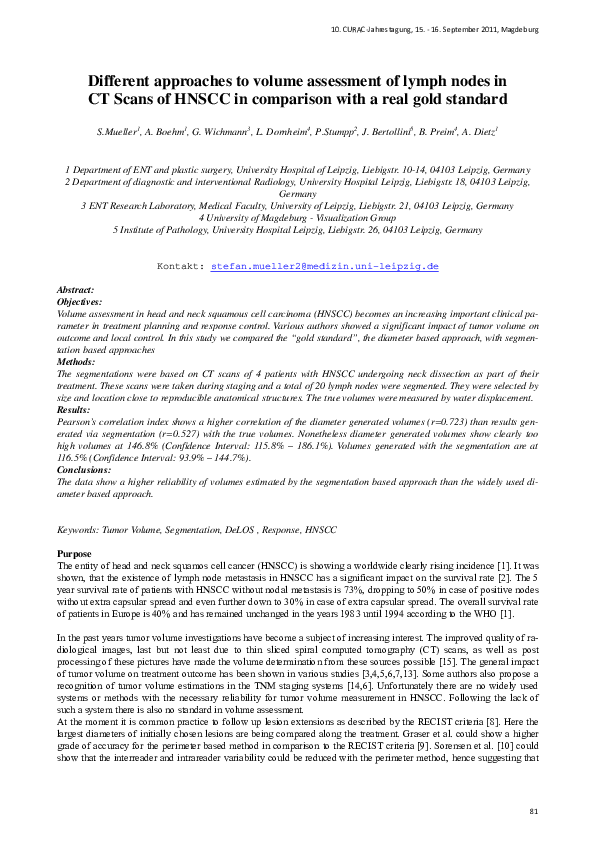(PDF) Different Approaches to Volume Assessment of Lymph Nodes in CT ...