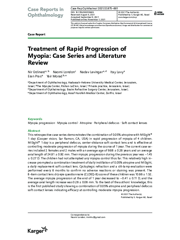 (PDF) Treatment of Rapid Progression of Myopia: Case Series and ...