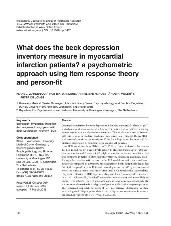 (PDF) What does the beck depression inventory measure in college ...