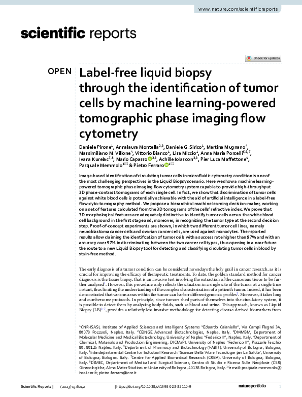(PDF) Label-free liquid biopsy through the identification of tumor ...