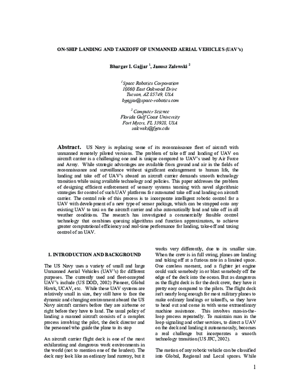 (PDF) A07: On-ship landing and takeoff of Unmanned Aerial Vehicles (UAV’S)
