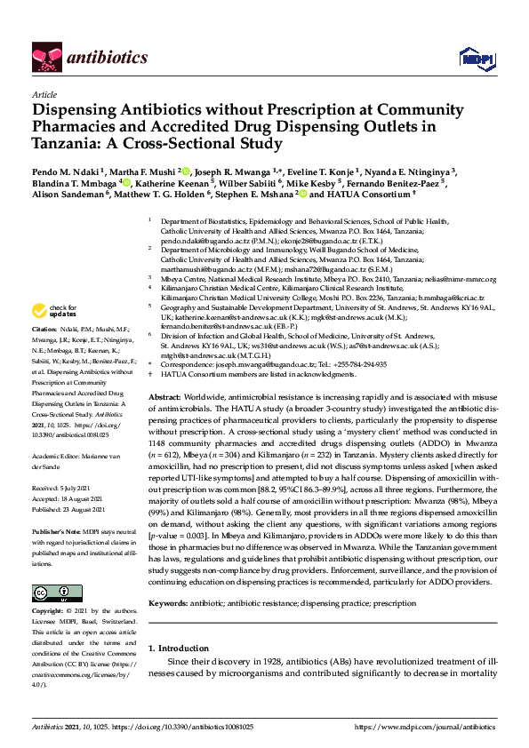 (PDF) Dispensing Antibiotics without Prescription at Community ...