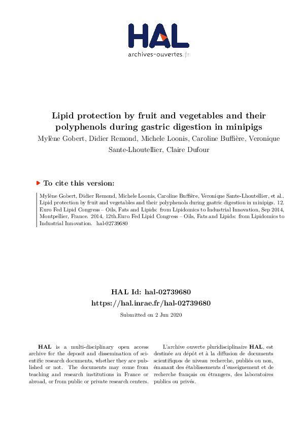 (PDF) Lipid protection by fruit and vegetables and their polyphenols ...